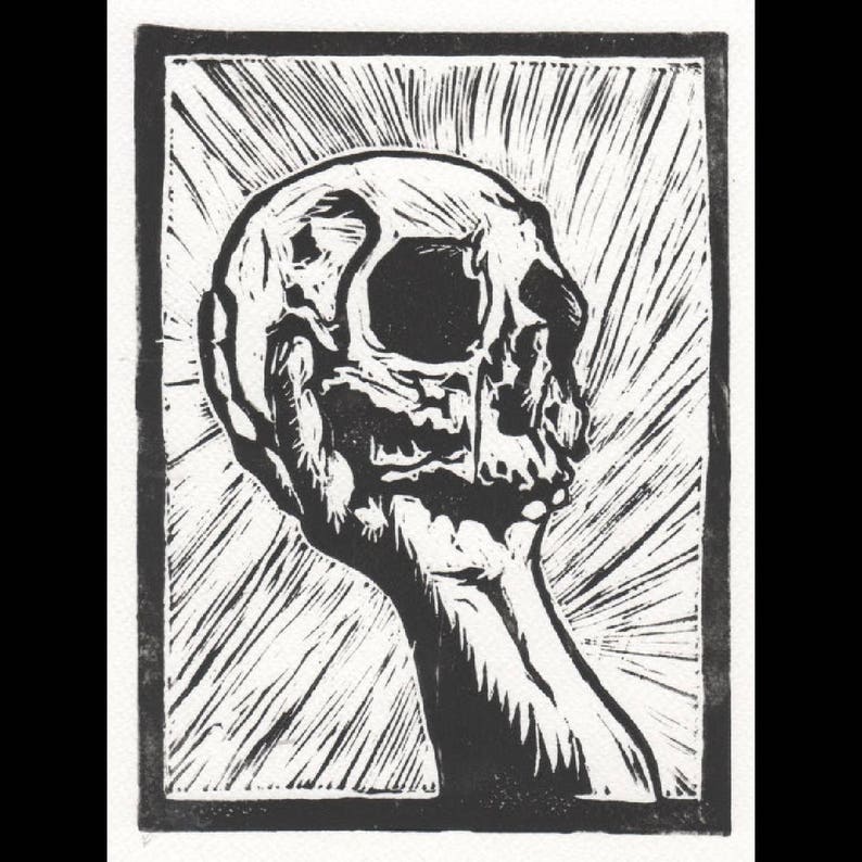Hamlets Skull Lino Print - Etsy