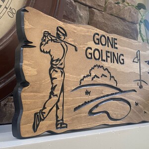 Gone Golfing Wood Sign Rustic Carved Cabin Man Cave Golf House Sign ...