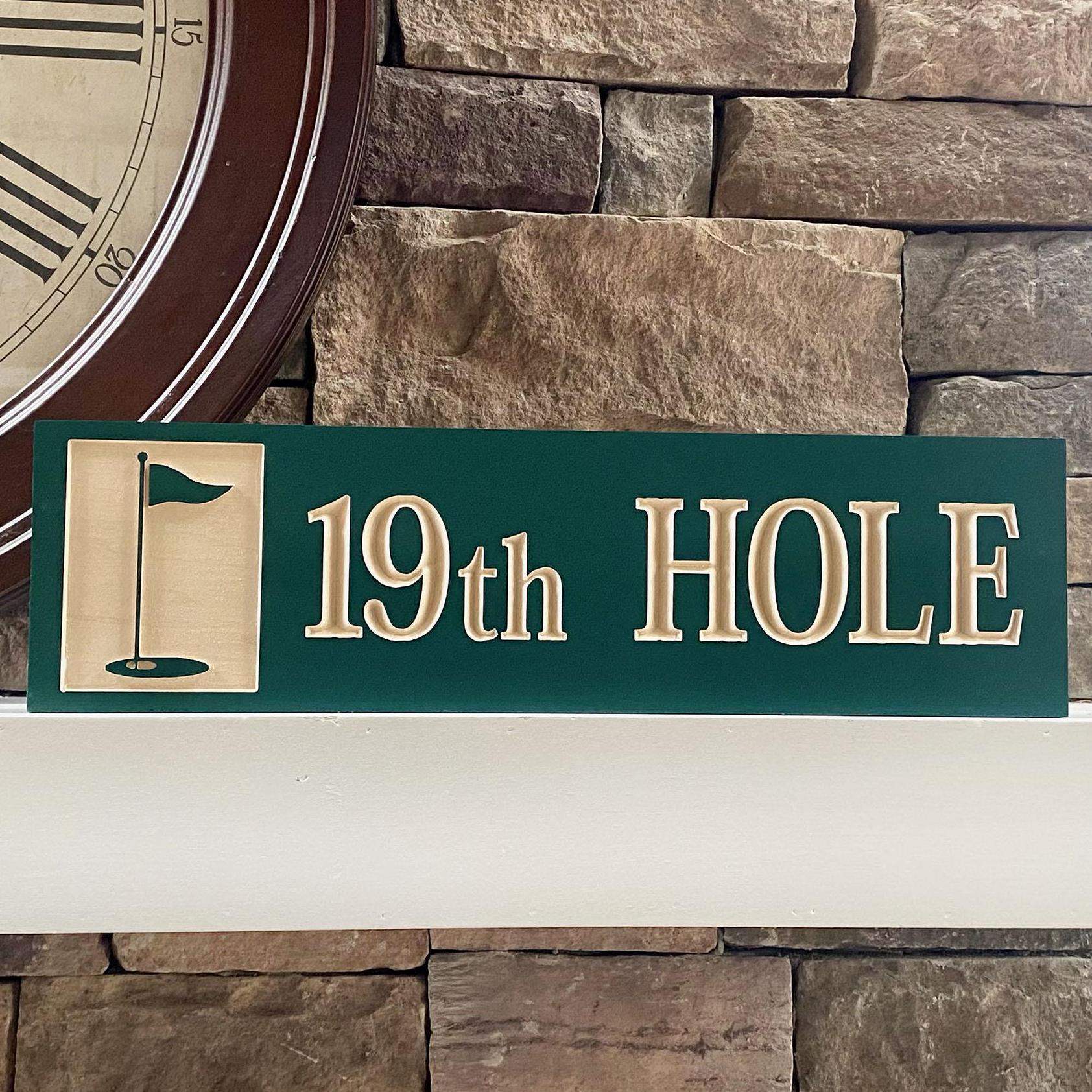 Carved Rustic Wood Golf Sign Bar, Club House Lounge Wall Décor Custom ...