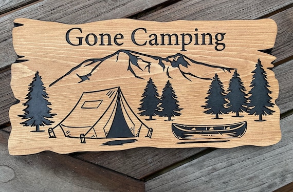Gone Camping Sign Rustic Carved Camping Canoe Mountain Pine | Etsy