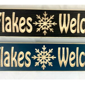 Flakes Welcome Sign Wood Carved Rustic Winter Themed Lodge Décor Custom ...