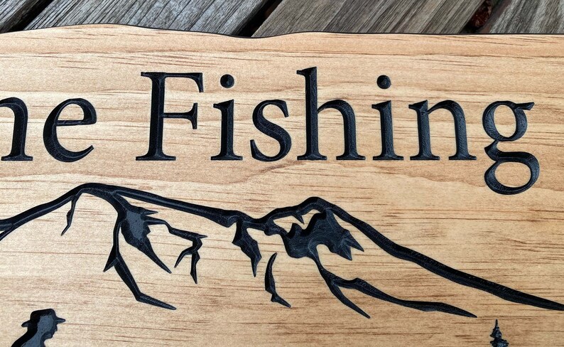 Gone Fishing Wood Sign Rustic Carved Cabin Lake House Sign Gift for ...