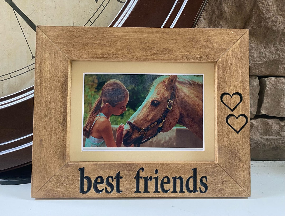 Best Friends Frame Rustic Carved Wood Photo Frame With Hearts Hostess ...