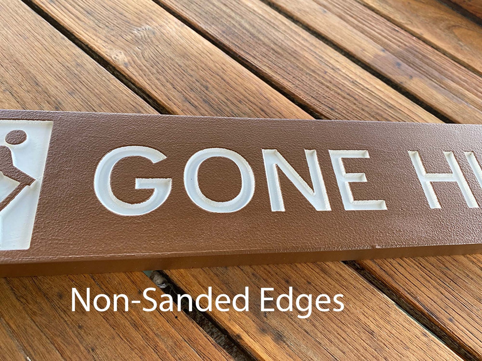 Carved Rustic Hiking Trail Sign Gone Hiking Wood Mountain - Etsy