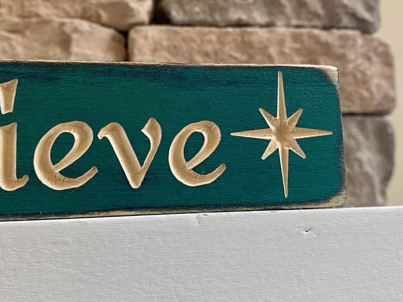 Carved Wood Believe Sign: Rustic Christmas Decor - Etsy