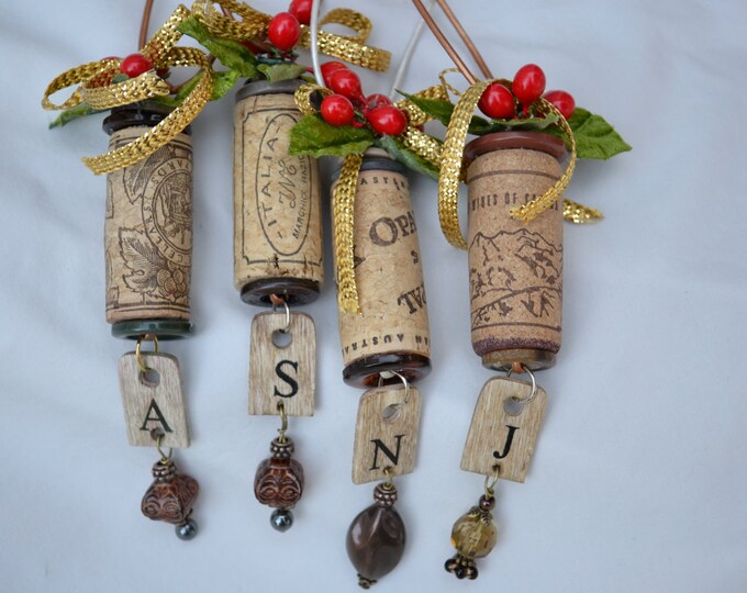 Beautiful and Unique Wine Cork Ornament With Initial - Etsy