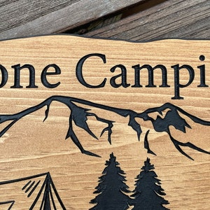 Gone Camping Sign Rustic Carved Camping Canoe Mountain Pine Tree Tent ...