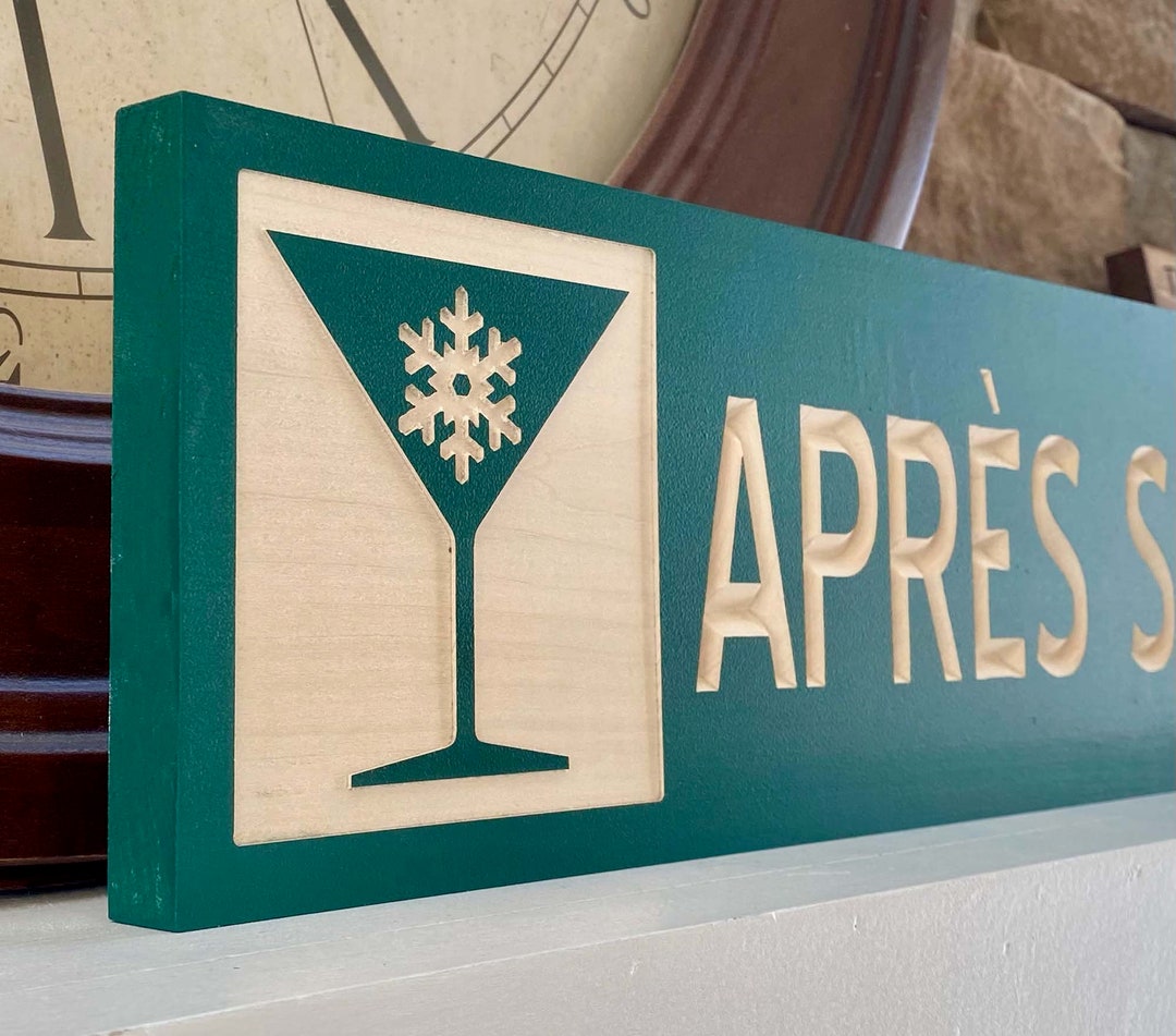 Carved Rustic Wood Après Ski Sign Snowflake Ski Lodge Décor Custom ...