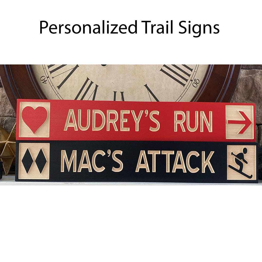 Personalized Carved Rustic Ski Trail Sign Snowboard Signs Wood Ski ...
