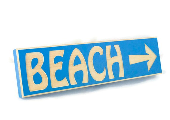 Beach Sign Carved Wood Beach Directional Arrow Sign Gift for - Etsy