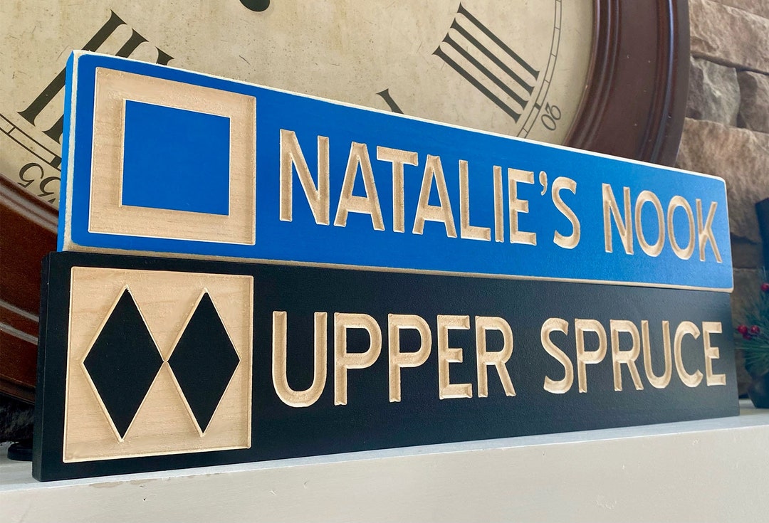 Personalized Carved Rustic Ski Trail Sign Snowboard Signs Wood Ski ...