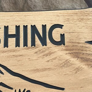 Gone Fishing Wood Sign Rustic Carved Cabin Lake House Sign Gift for ...