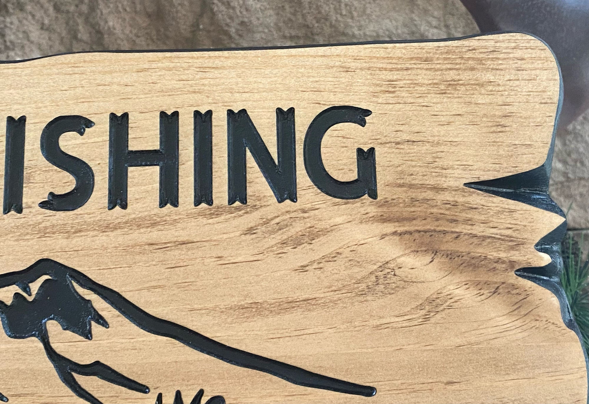 Gone Fishing Wood Sign Rustic Carved Cabin Lake House Sign Gift for ...