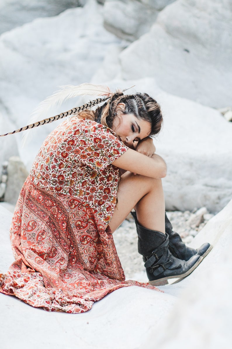 BACK IN STOCK Telula Rap Around Long Kimono Boho Dress - Etsy