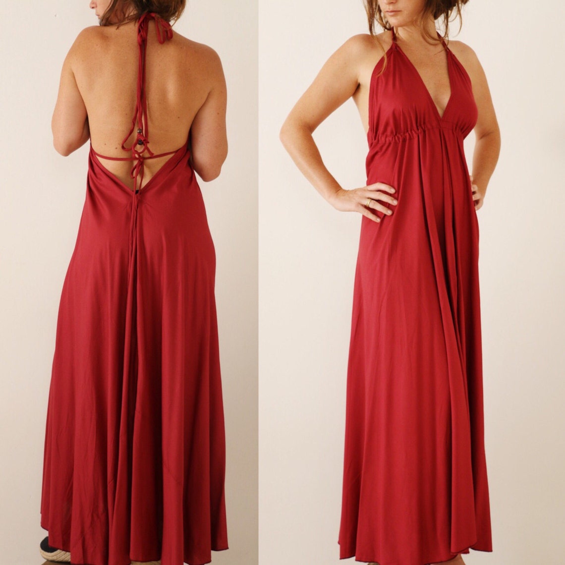 NANDA Long Boho Dress, Boho Dress, Bridesmaid Dress, Open Back Dress ...