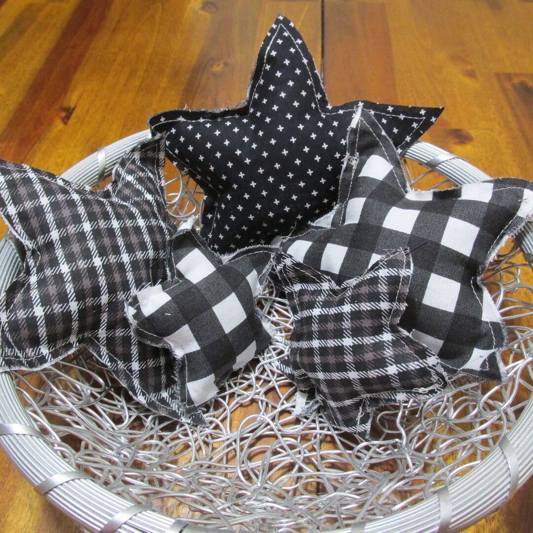 Black & White Fabric Star Bowl Fillers: Farmhouse Tiered Tray Decor - Etsy