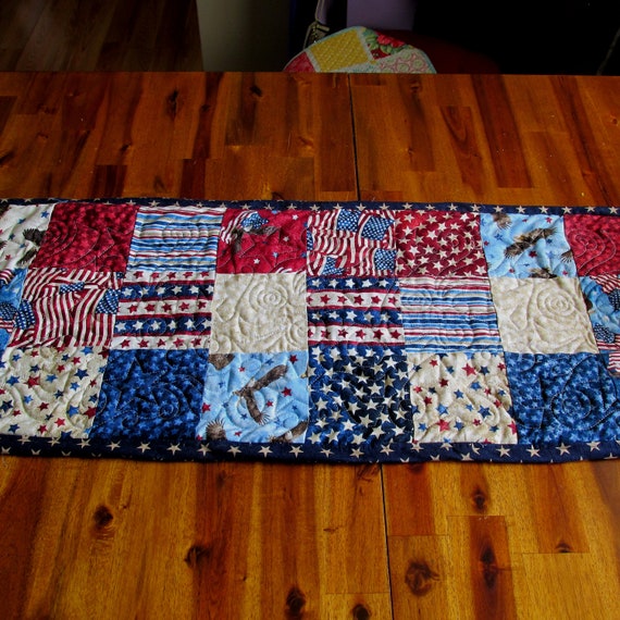 Americana Table Runner Quilted Table Runner Table Topper | Etsy