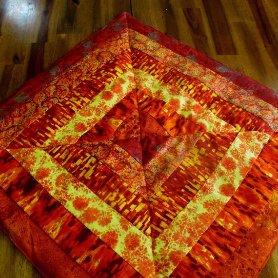 Table Topper Orange Table Topper Quilted Table Topper Linens Kitchen ...
