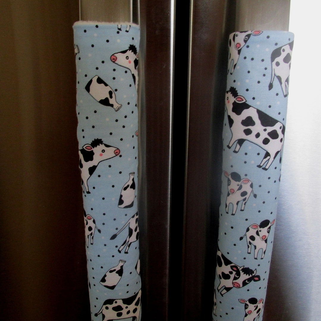 Cow Refrigerator Handle Covers: Blue Cotton Kitchen Decor - Etsy