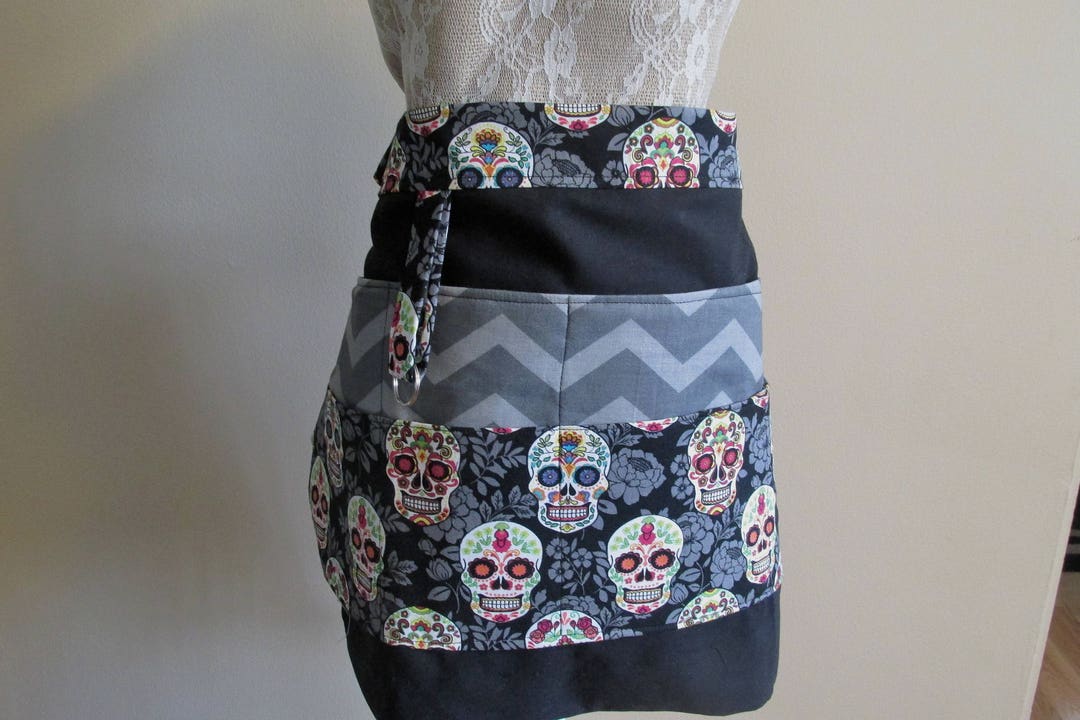 Skull Half Apron: Teacher Vendor Utility Apron With Pockets - Etsy