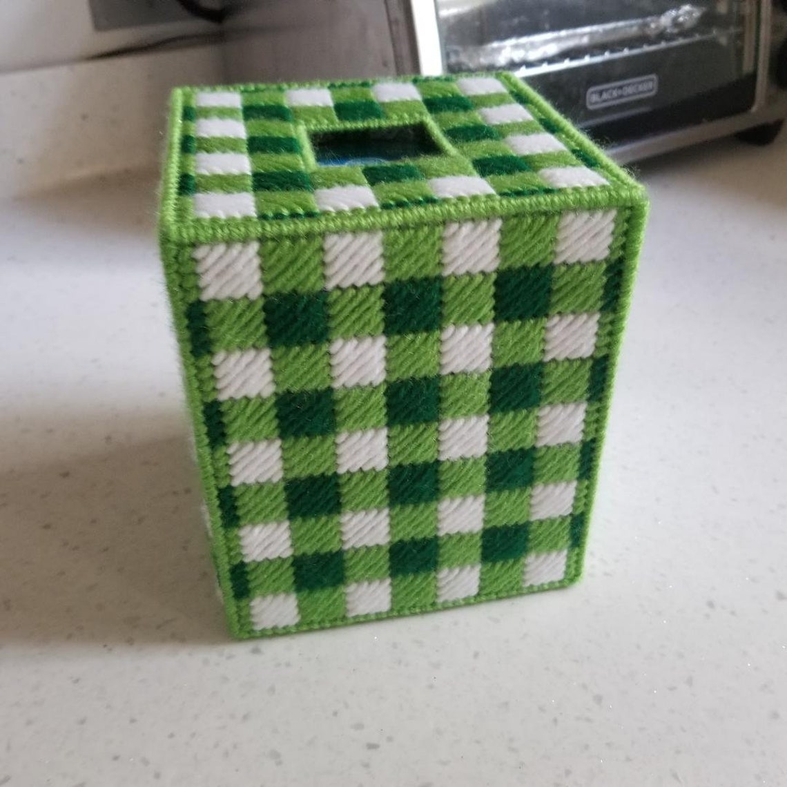 Green Checkered Tissue Box Cover - Etsy