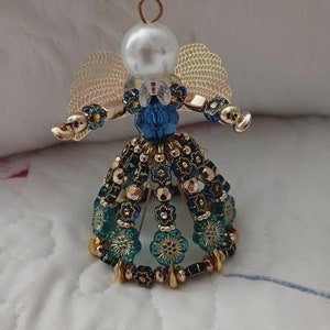 Beaded Gold Safety Pin Angel in Floral Sapphire - Etsy