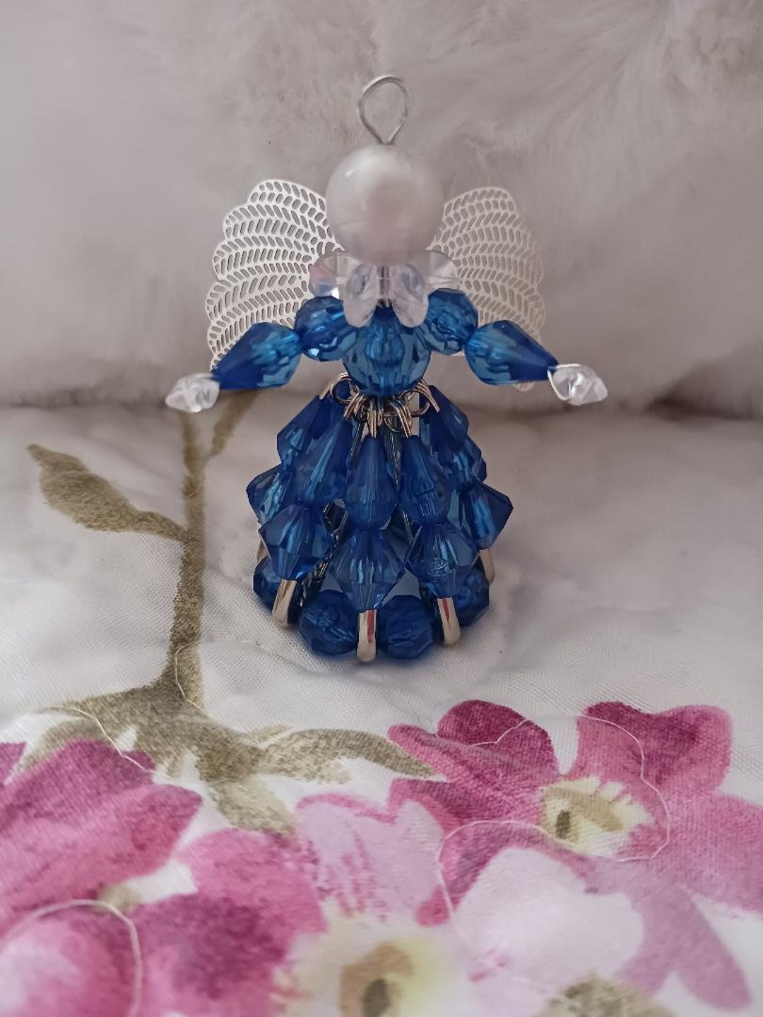 Mini Beaded Silver Safety Pin Angel in Blue - Etsy