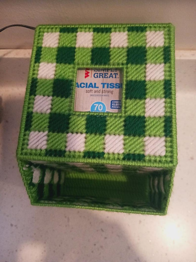 Checkered Green With Pocket Tissue Box Cover - Etsy