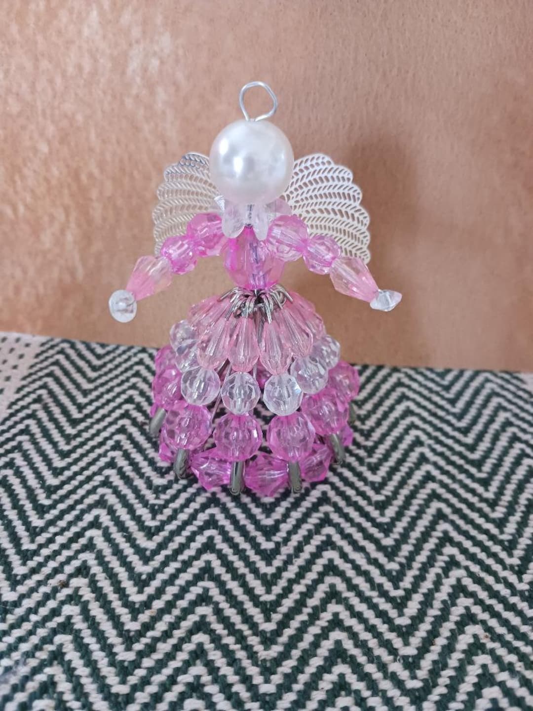 Beaded Silver Safety Pin Angel in Pink - Etsy
