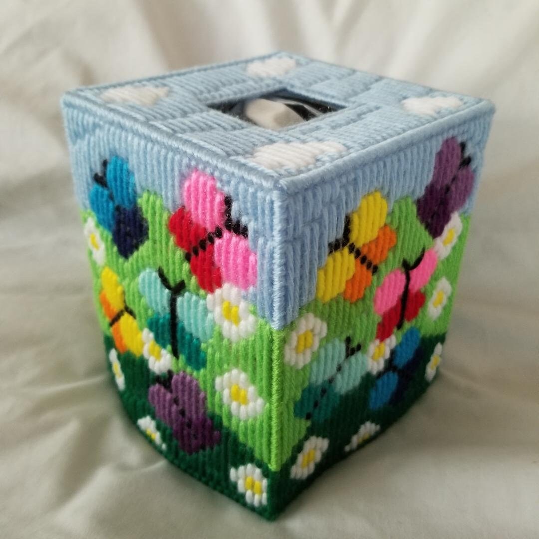 Butterflies Long Stitch Tissue Box Cover - Etsy