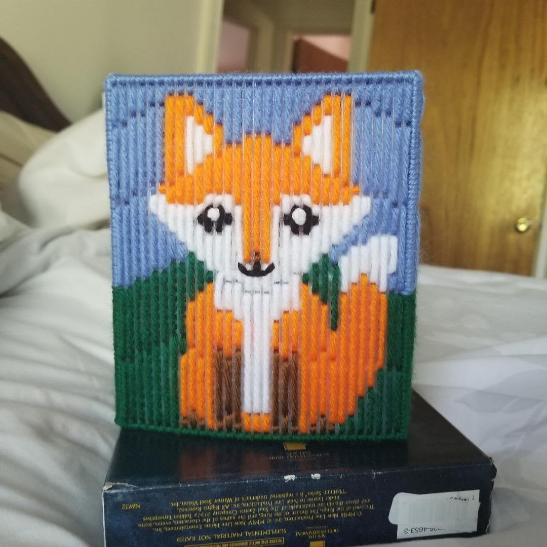 Fox Long Stitch Tissue Box Cover - Etsy