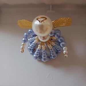 Beaded Gold Safety Pin Angel in Pearl Periwinkle - Etsy
