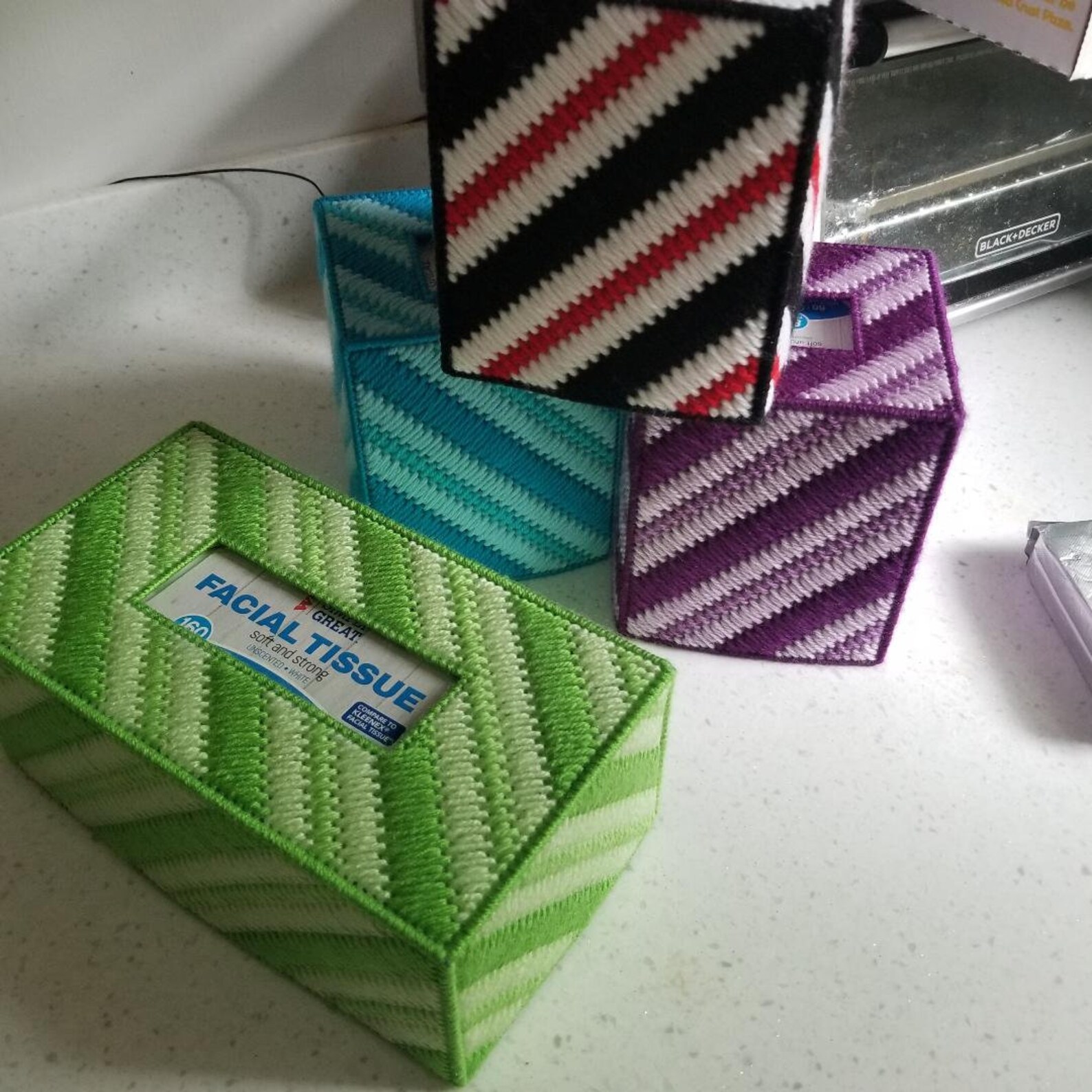 Diagonal Stripe Black and Red tissue box cover | Etsy