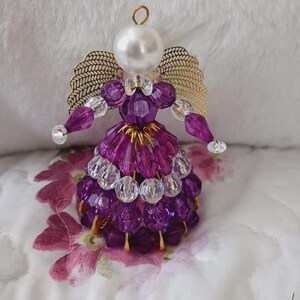 Beaded Gold Safety Pin Angel in Purple - Etsy