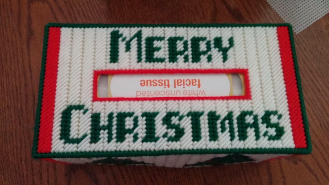Merry Christmas Tissue Box Cover - Etsy