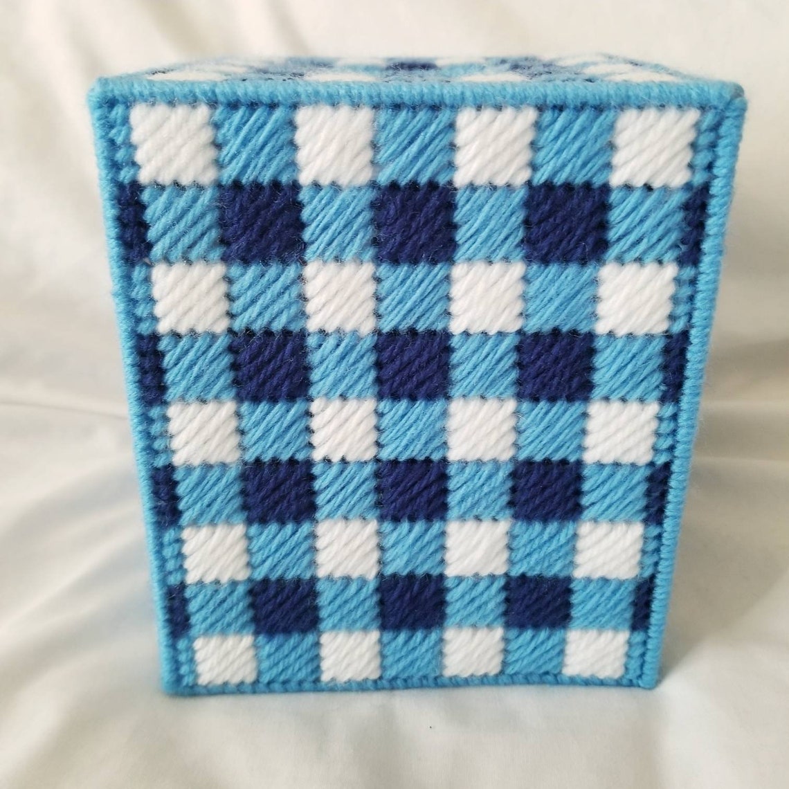 Blue Checkered Tissue Box Cover - Etsy