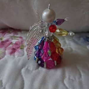 Mini Beaded Silver Safety Pin Angel in Rainbow Beads - Etsy