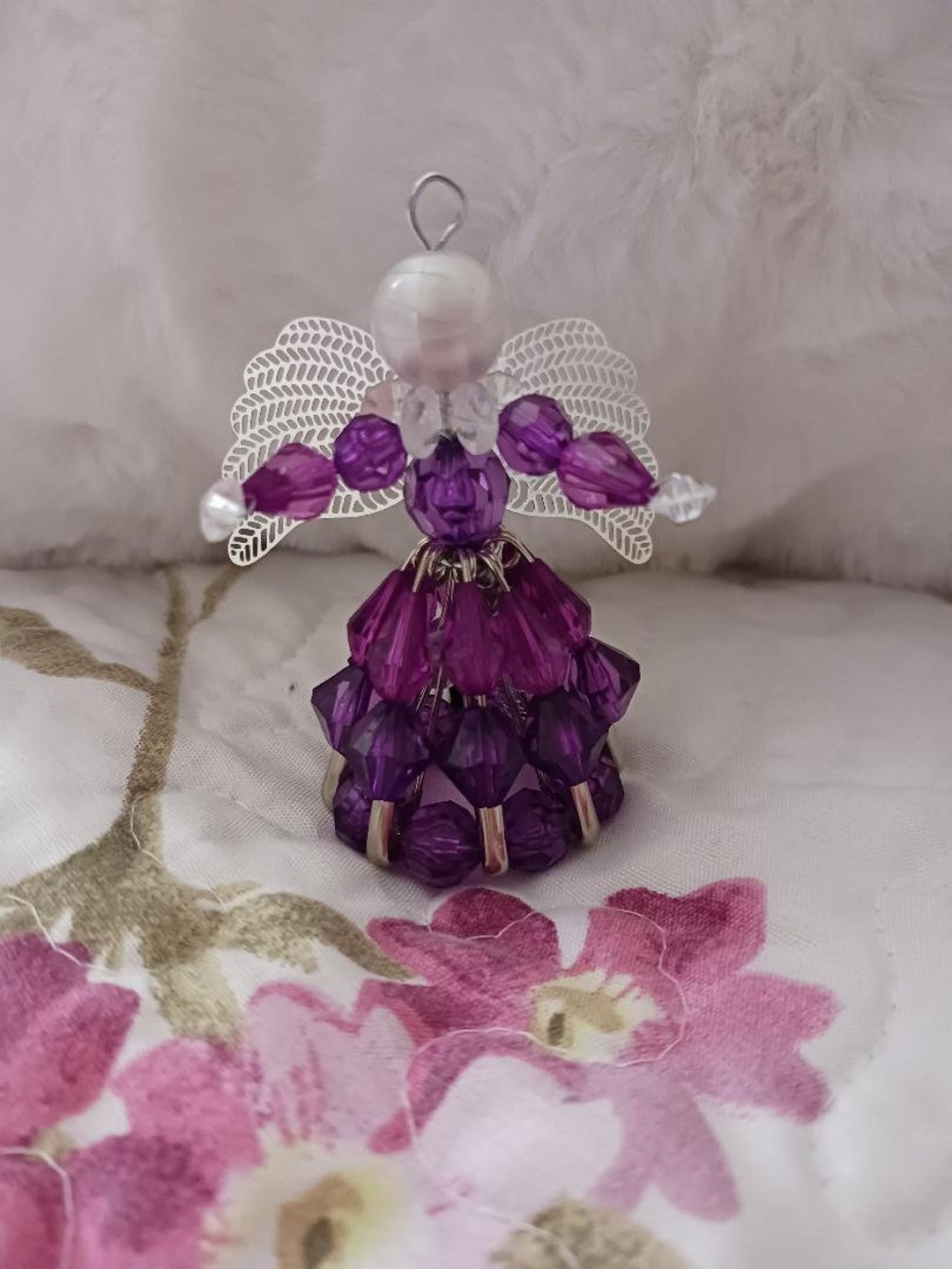 Mini Beaded Safety Pin Angel in Purple - Etsy