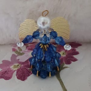 Mini Beaded Gold Safety Pin Angel in Blue - Etsy