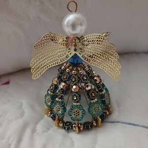 Beaded Gold Safety Pin Angel in Floral Sapphire - Etsy