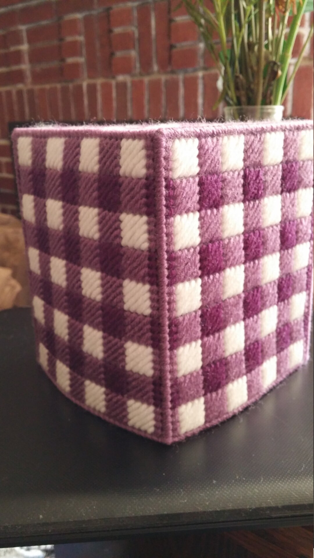 Purple Checkered Tissue Box Cover - Etsy