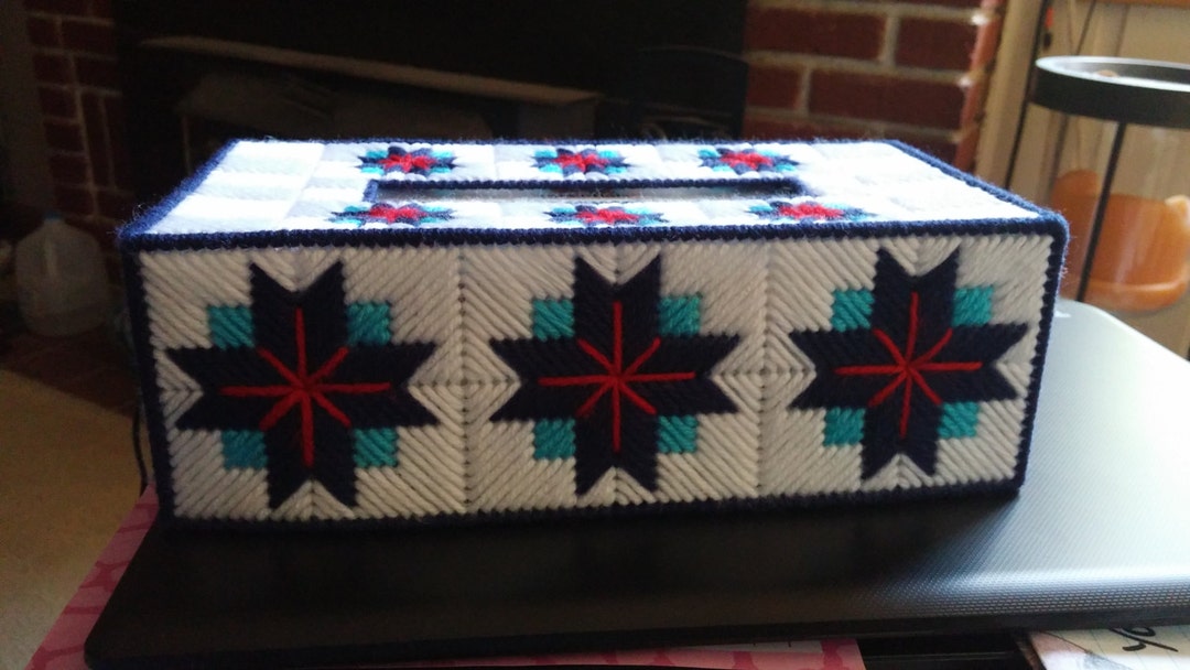 Blue Country Star Tissue Box Cover Long - Etsy