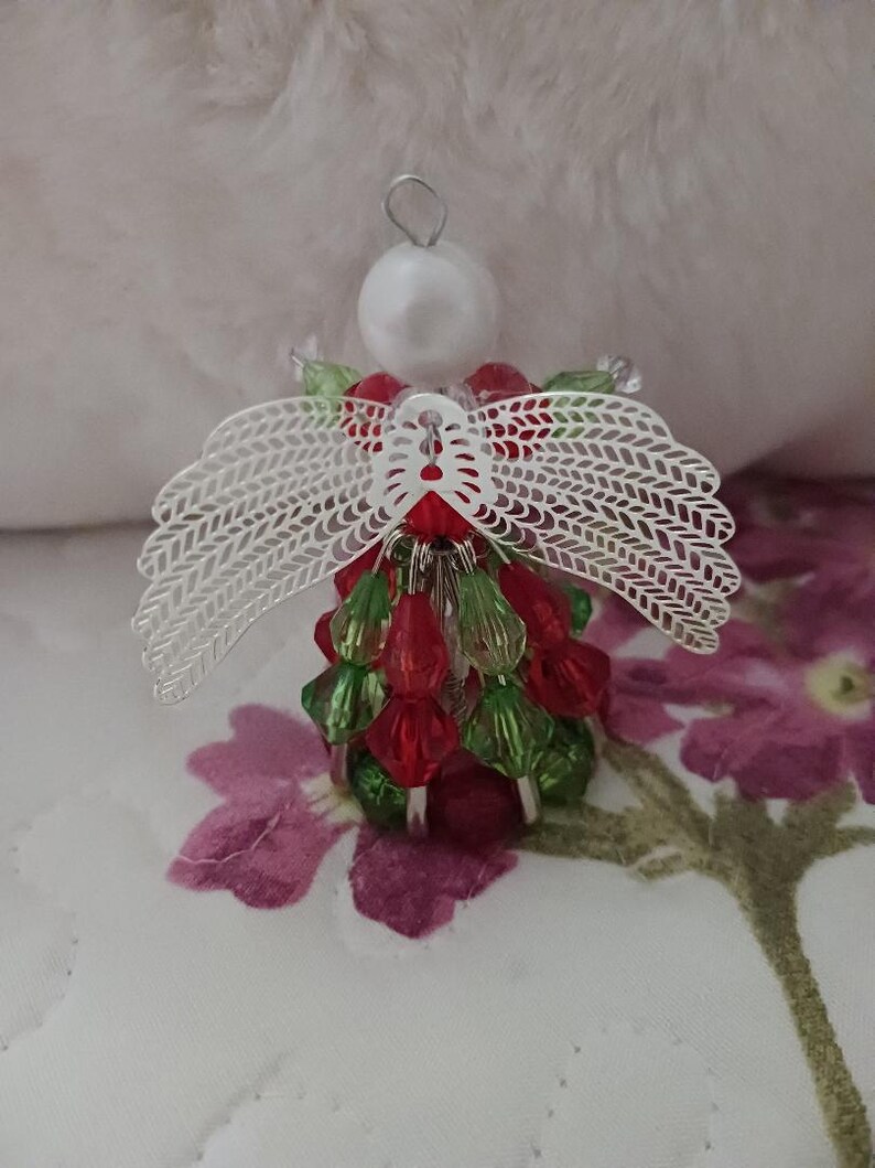 Mini Beaded Silver Safety Pin Angel in Christmas Colored Beads - Etsy
