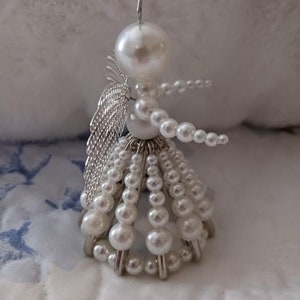 Beaded Silver Safety Pin Angel in Pearl All White - Etsy