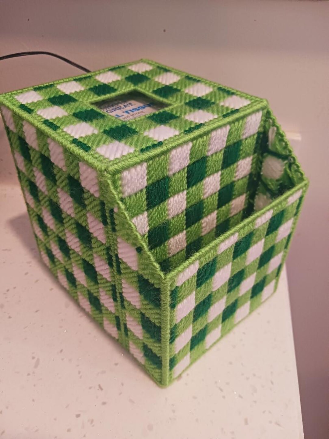 Checkered Green With Pocket Tissue Box Cover - Etsy