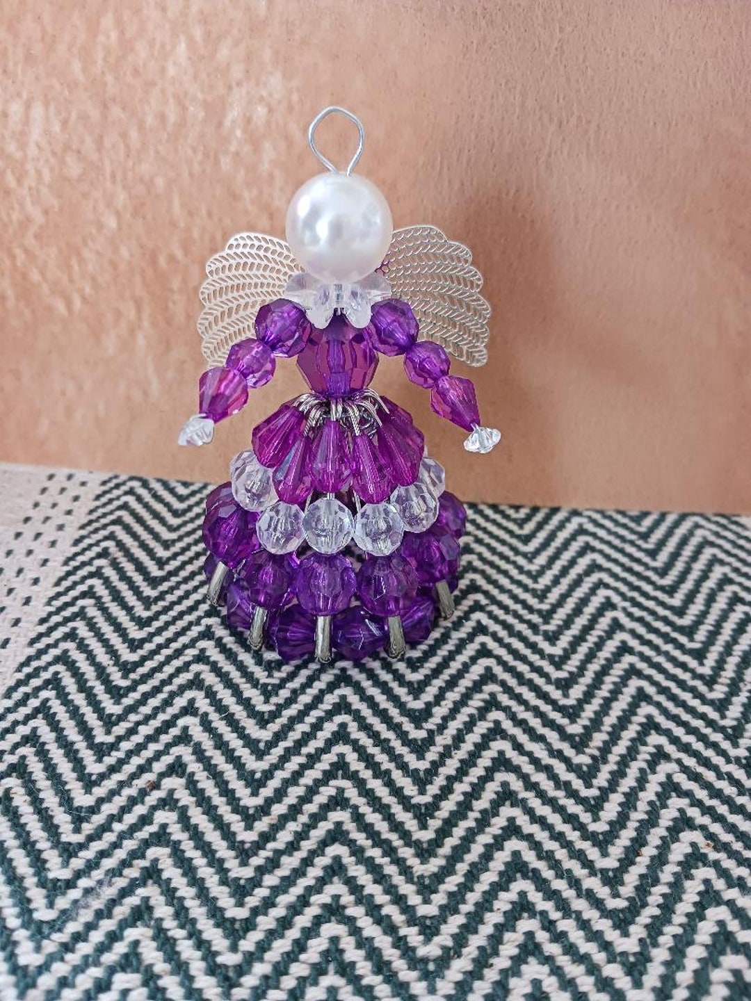 Beaded Silver Safety Pin Angel in Purple - Etsy