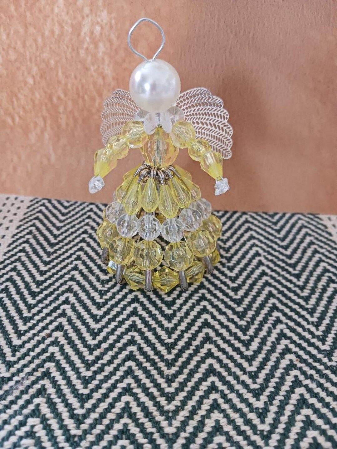Beaded Silver Safety Pin Angel In Yellow Etsy