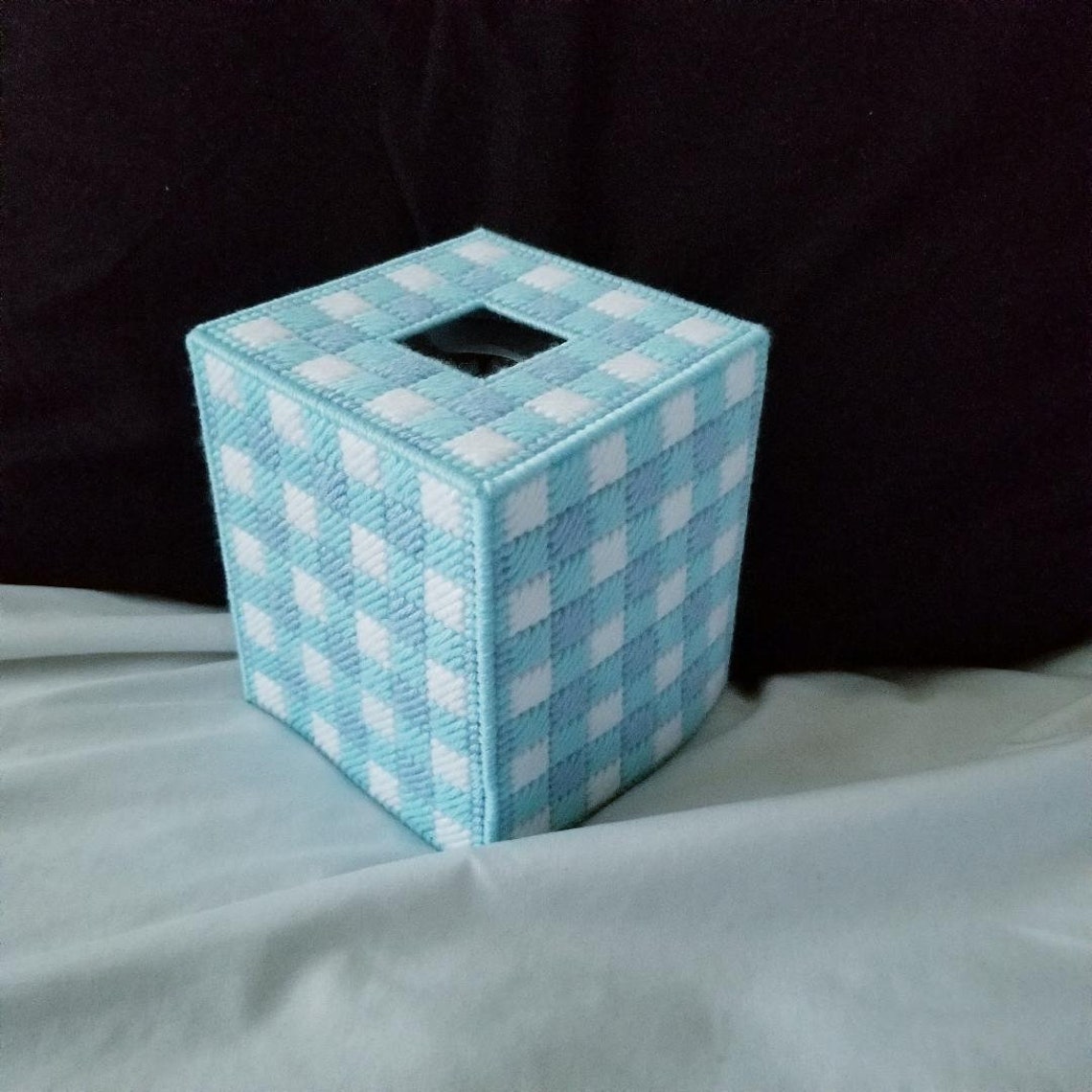 Pastel Blue Checkered Tissue Box Cover - Etsy