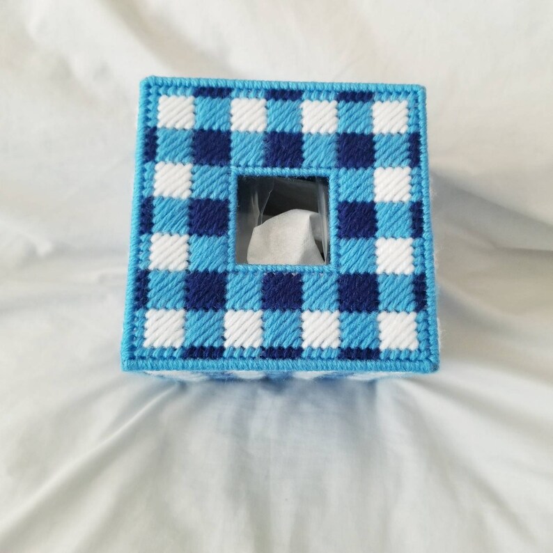 Blue Checkered Tissue Box Cover - Etsy