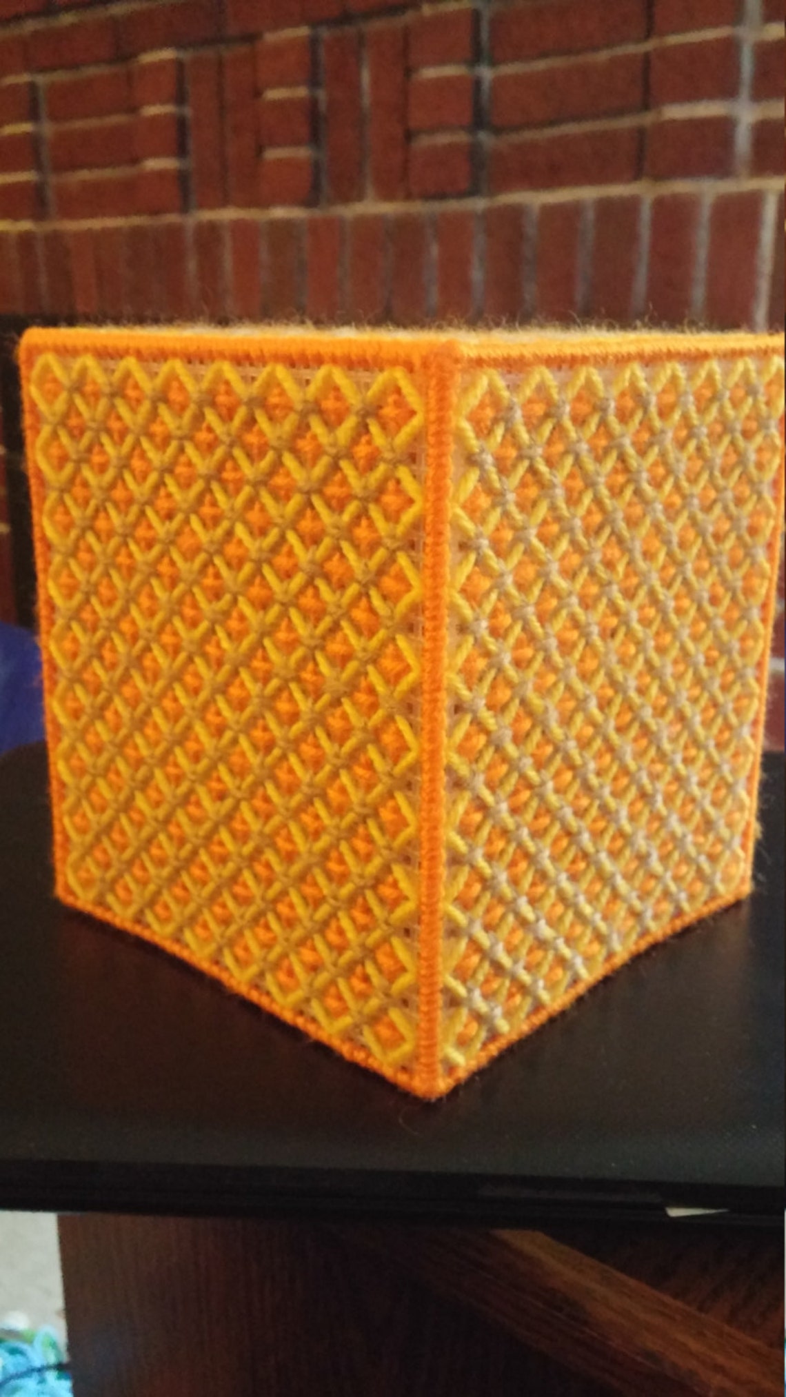 Orange/yellow Crisscross Tissue Box Cover - Etsy